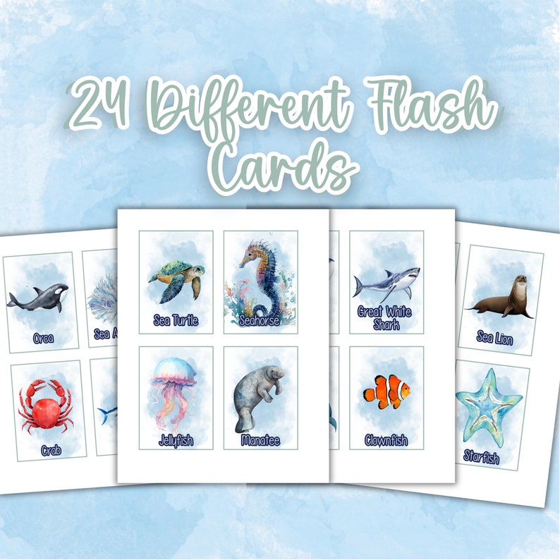 Flash Cards Animals Printable Fish Printable Ocean Animals Printable ...