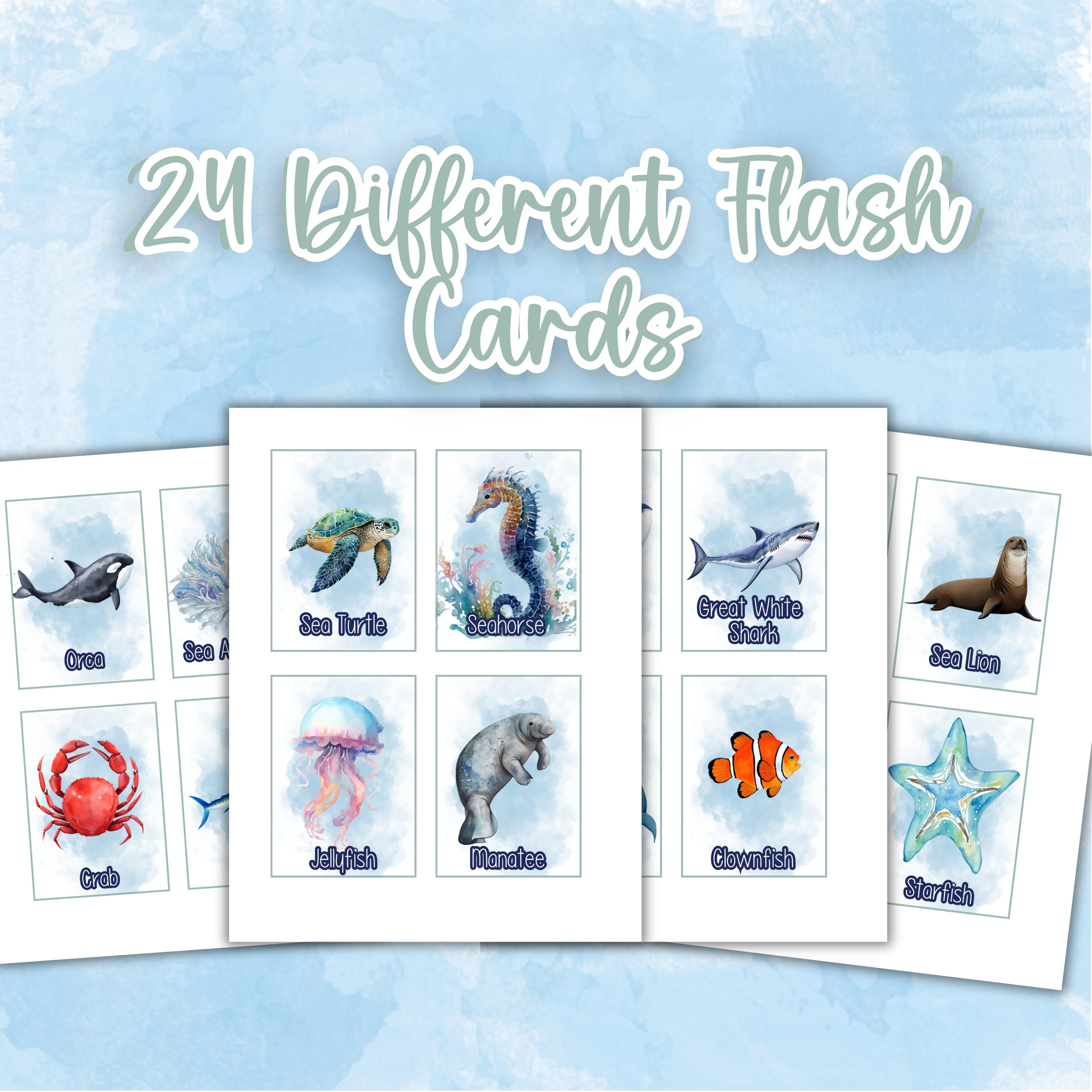 Flash Cards Animals Printable Fish Printable Ocean Animals Printable ...