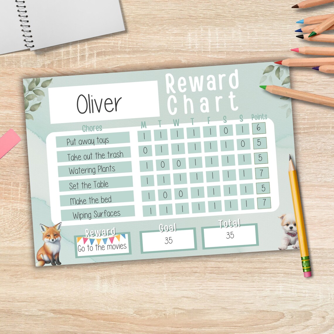 Reward Chart Kids Reward Chart for Kids Chore Reward Chart EDITABLE and ...