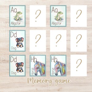 ABC Cards Alphabet Cards Watercolor Animal Flash Cards Montessori ...