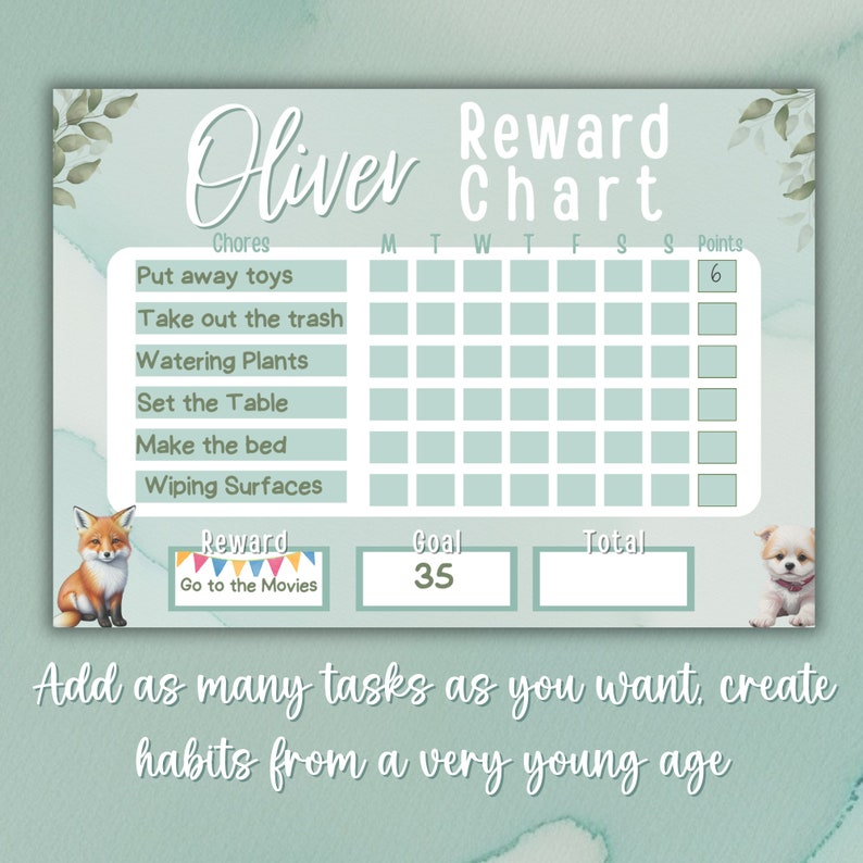 Reward Chart Kids Reward Chart for Kids Chore Reward Chart EDITABLE and ...