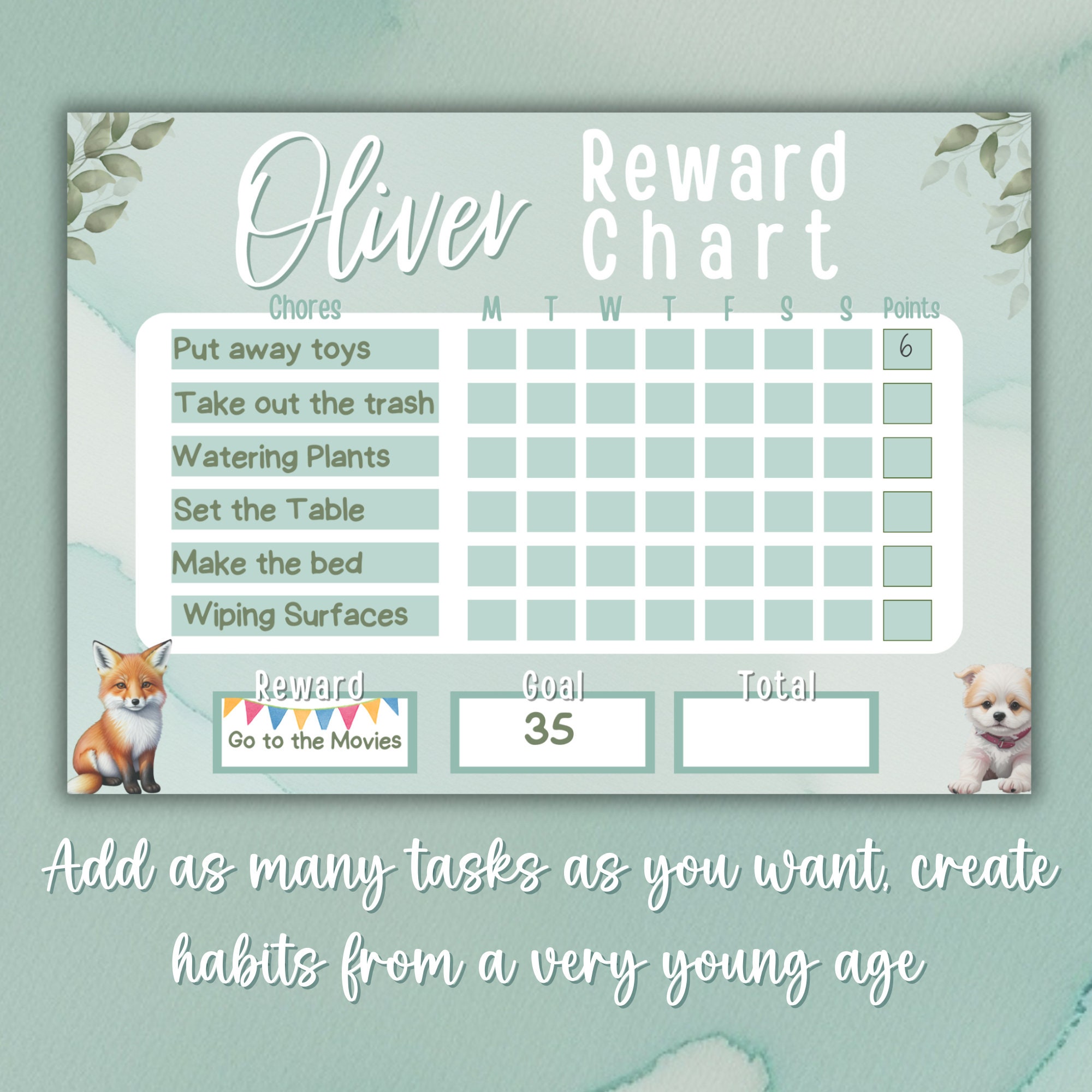 Reward Chart Kids Reward Chart for Kids Chore Reward Chart EDITABLE and ...