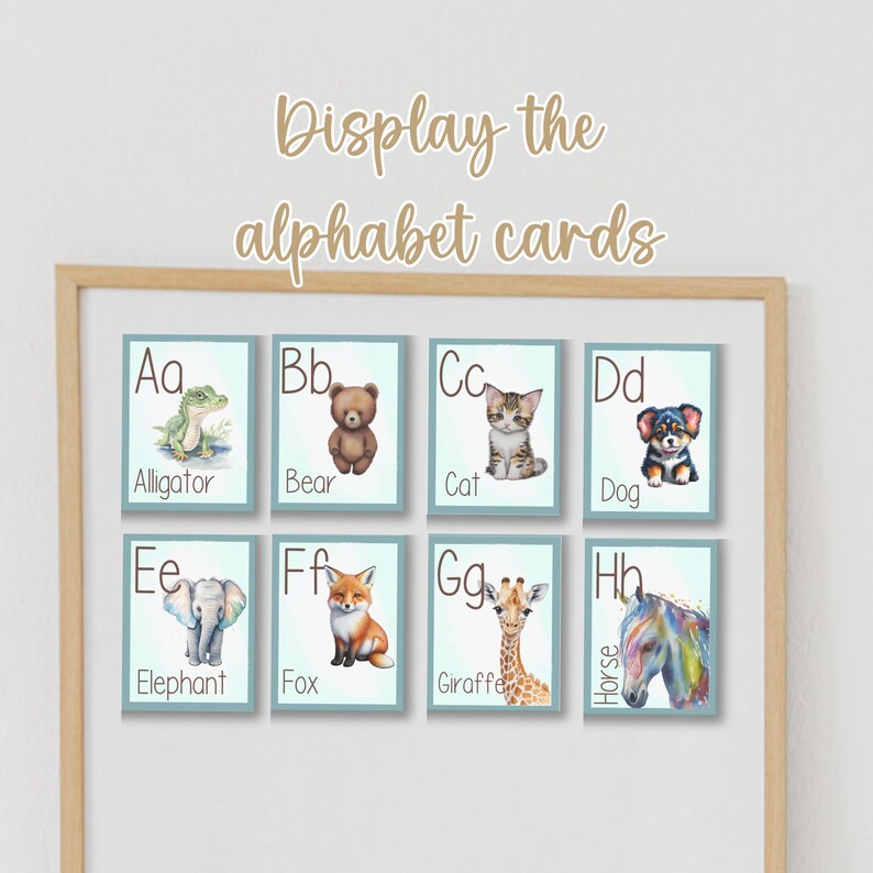 ABC Cards Alphabet Cards Watercolor Animal Flash Cards Montessori ...