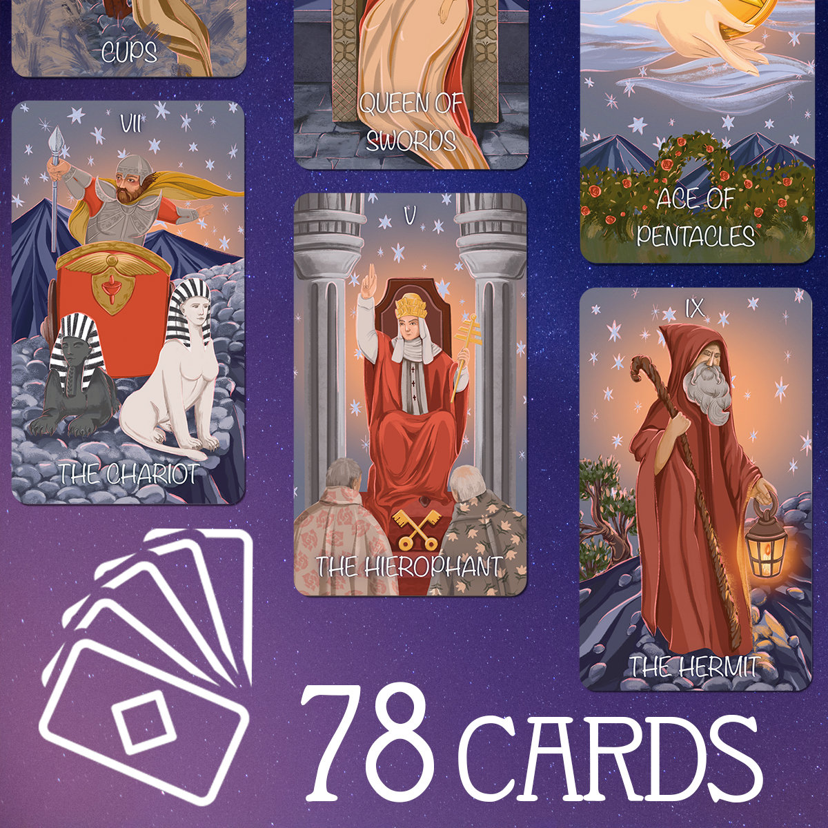 OMNITO Mini Borderless Tarot Card Pocket-sized Small Deck Cute & Tiny ...