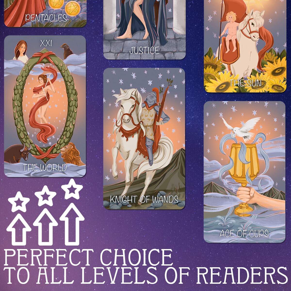 OMNITO Mini Borderless Tarot Card Pocket-sized Small Deck Cute & Tiny ...