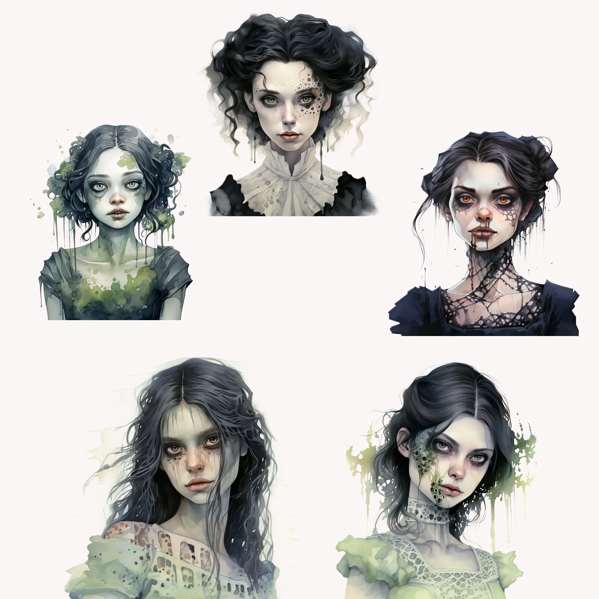 Zombies Clipart, Zombie Png, Halloween Clipart Bundle, Watercolor ...