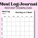 Daily Food Journal, Printable Daily Meal and Task Tracker Dairy, Food ...