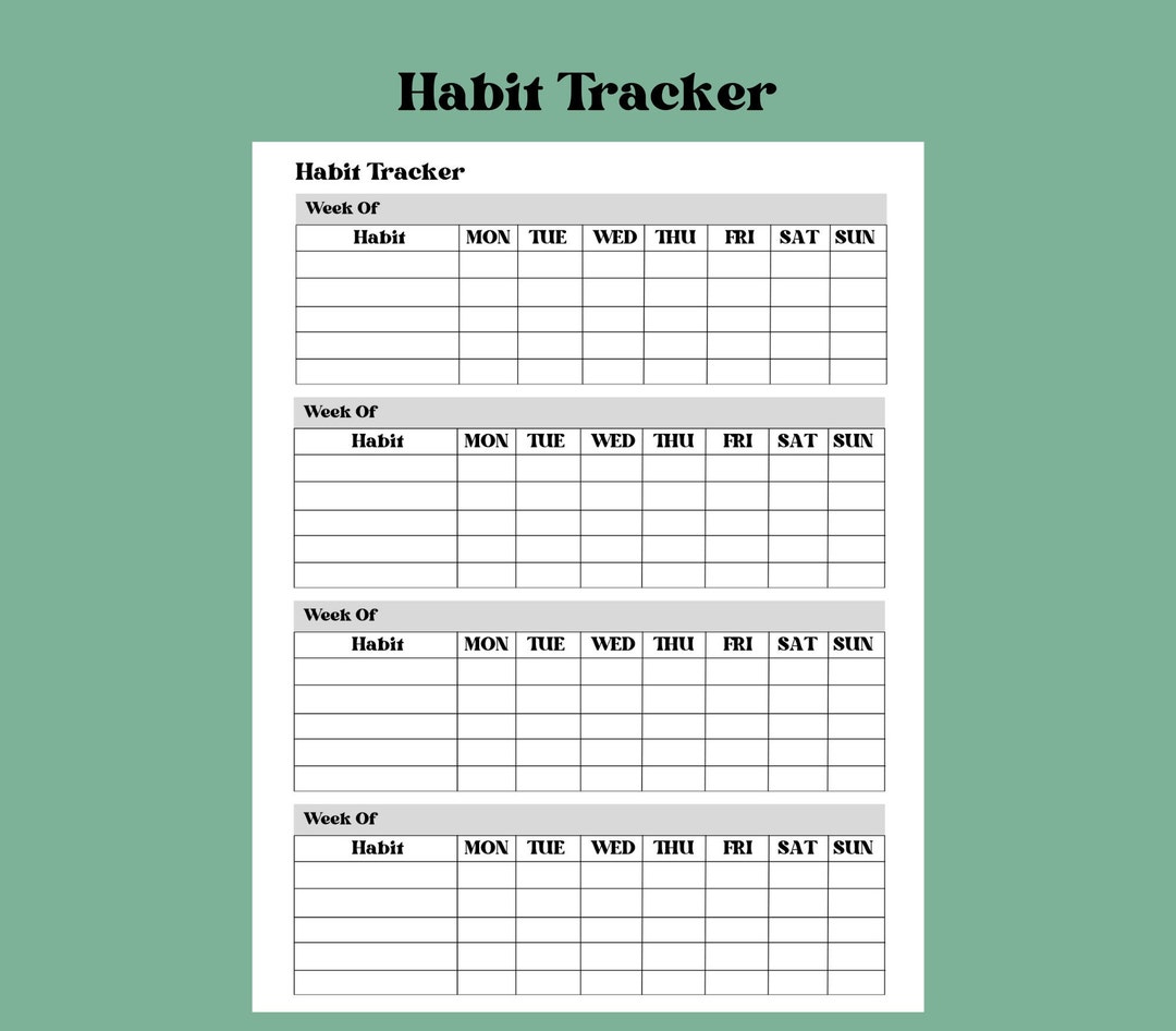 Printable Habit Tracker PDF, Daily, Weekly, Monthly Goal Setting ...