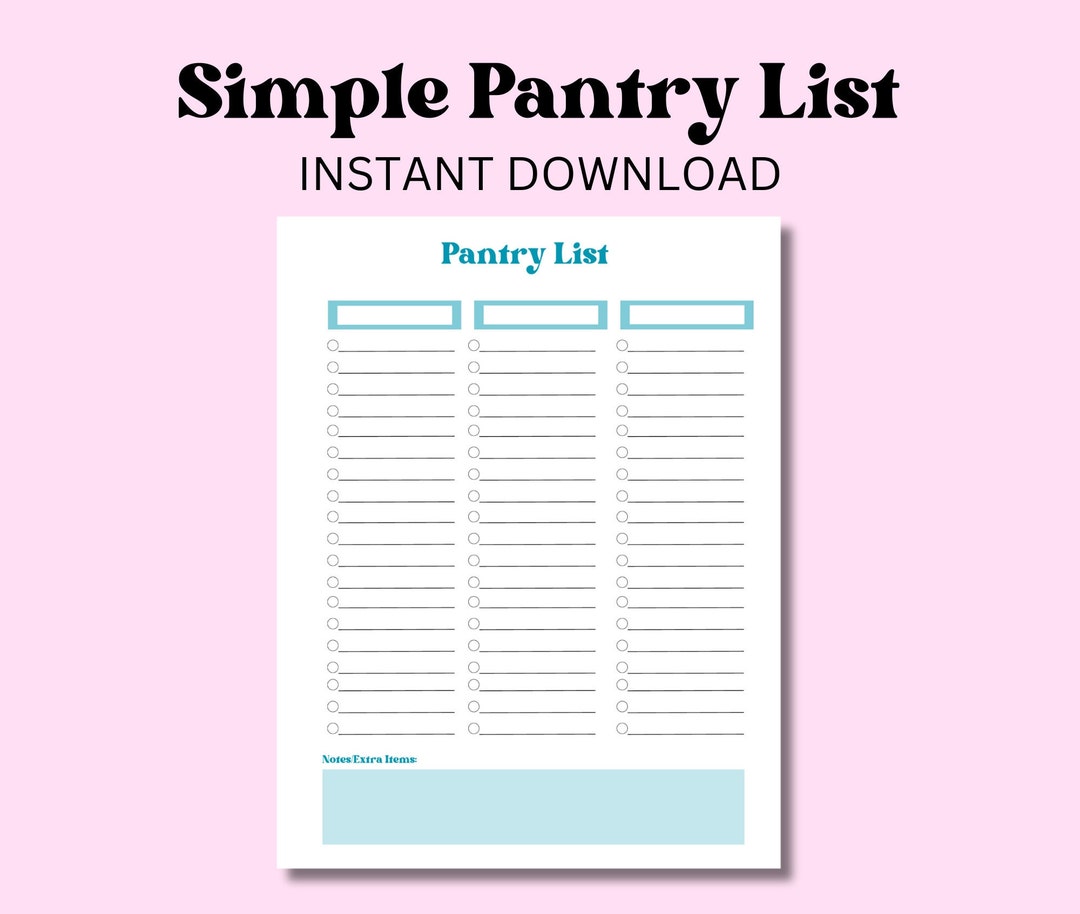 Pantry List Tracker, Grocery List Template, Multiple Options, Printable ...