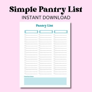 Pantry List Tracker, Grocery List Template, Multiple Options, Printable ...