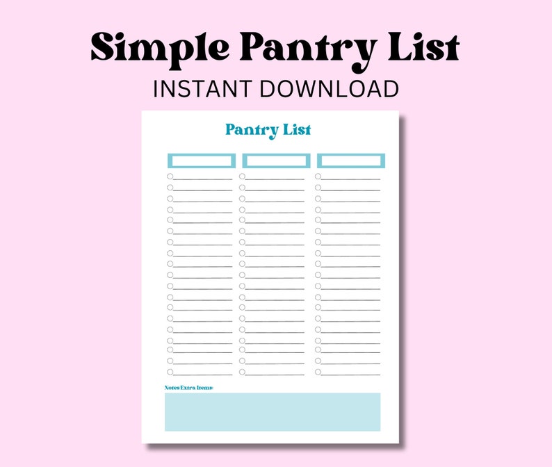 Pantry List Tracker, Grocery List Template, Multiple Options, Printable ...