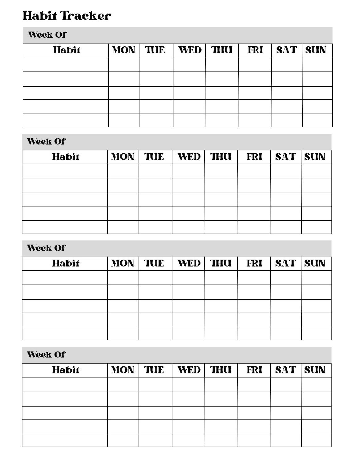 Printable Habit Tracker PDF, Daily, Weekly, Monthly Goal Setting ...