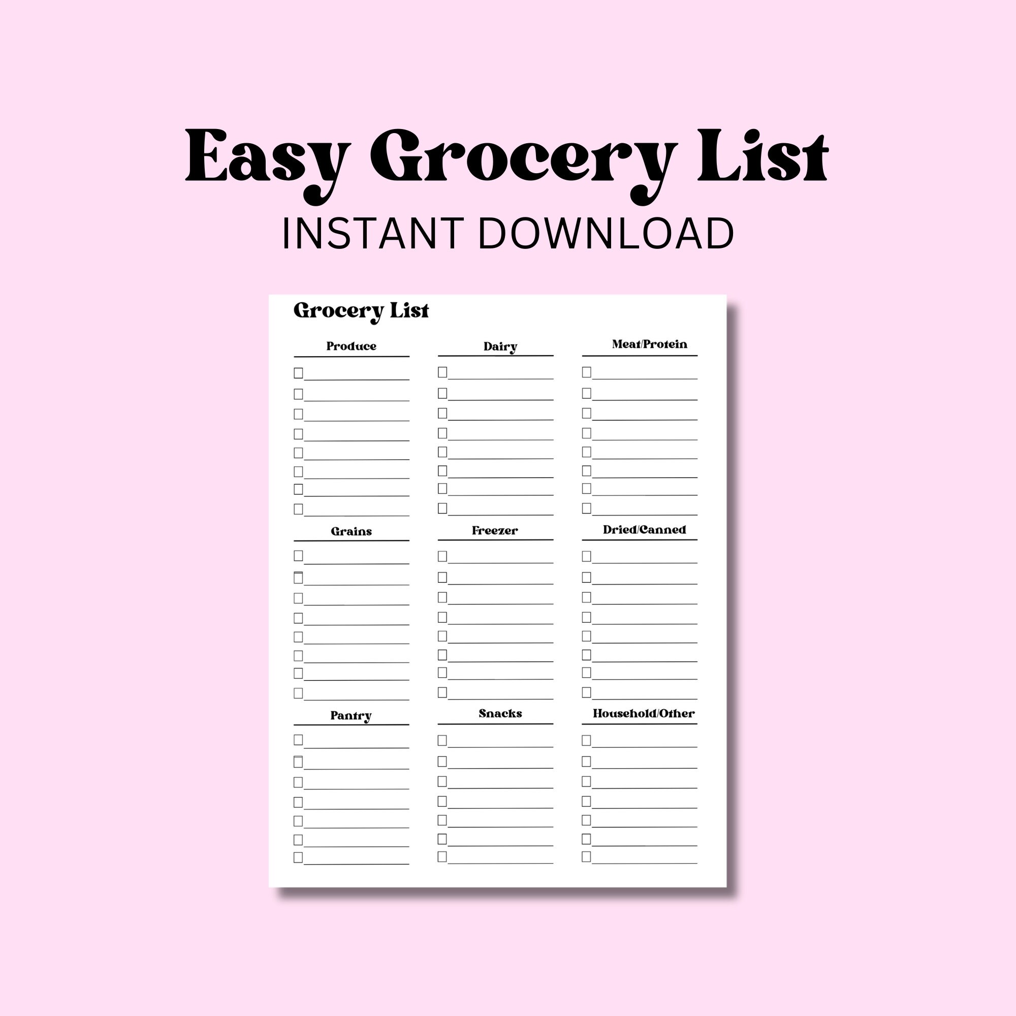 Grocery List Tracker Grocery List Template Multiple Options - Etsy