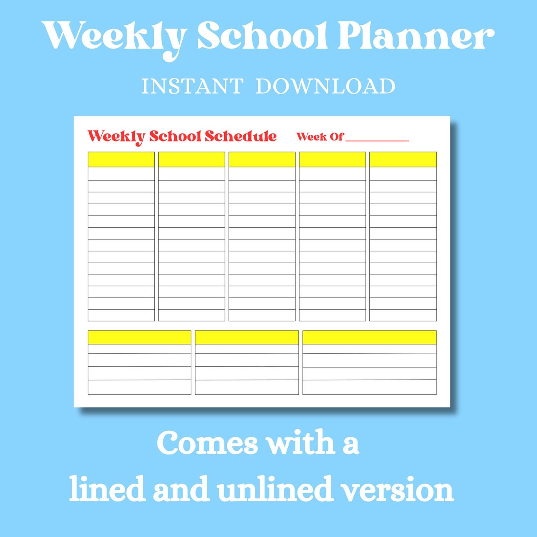 Busy Parent Weekly School Planner, Kids Schedule Template, Printable ...