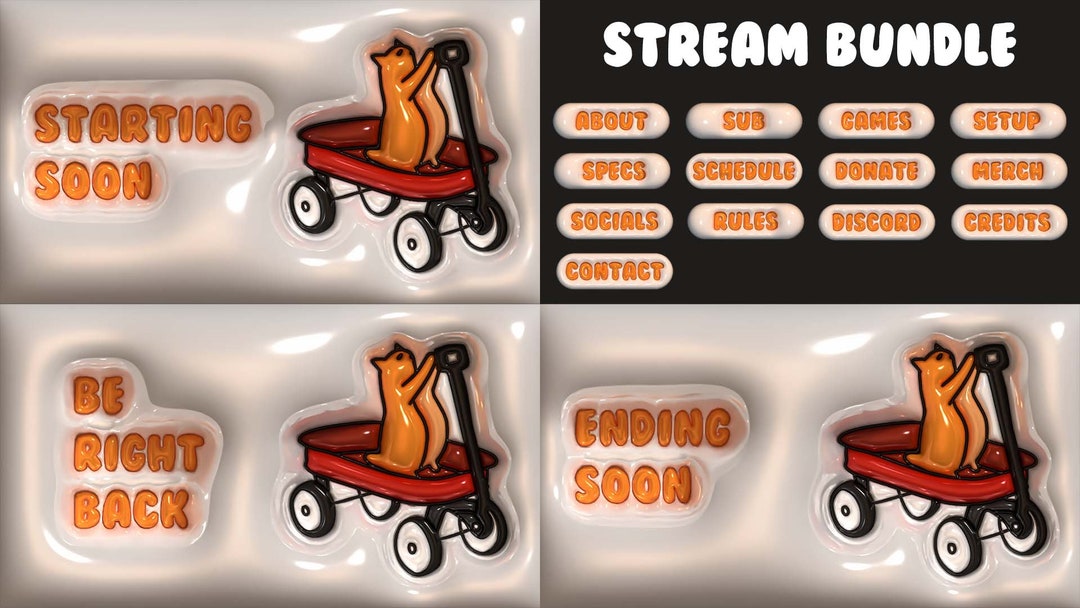 3 Orange Cat Twitch Screens & Panels | Colorful Stream | Cute Stream ...