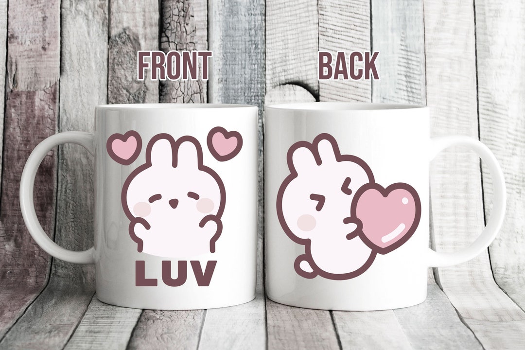 LUV Bunny Coffee Mug, Kawaii Anime Drawing Mug, Super Cute Rabbit Mug ...