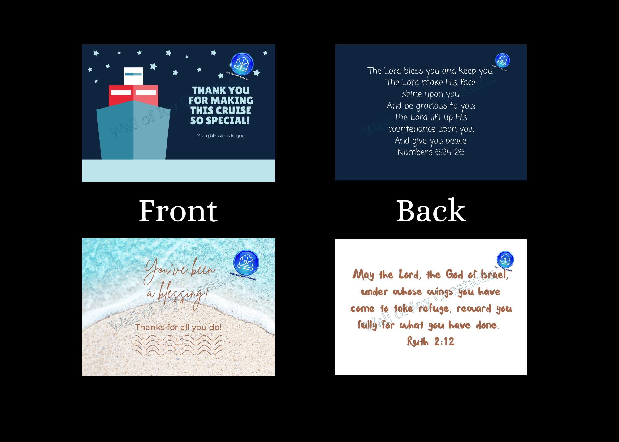 Nautical Cruise Thank You Cards With Bible Verses (digital Download) - Etsy