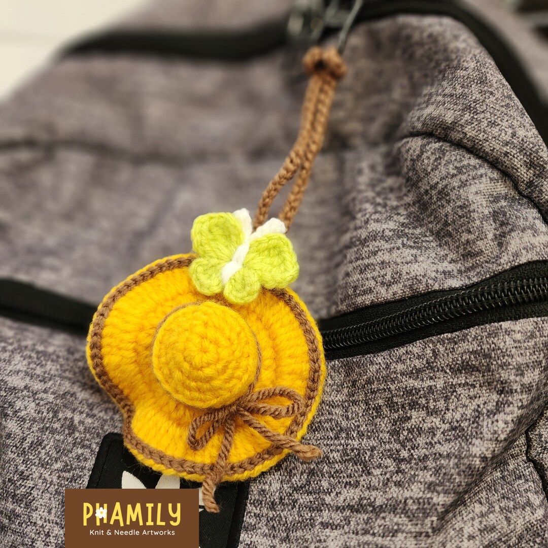 Wide Brim Floppy Sun Beach Hat-shaped Crochet Bag Keychain - Etsy