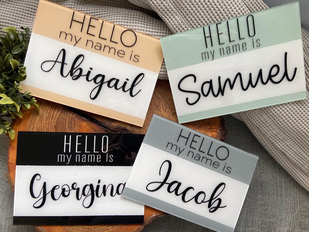 Painted Acrylic Hello My Name is Sign, Custom Baby Arrival Sign With ...