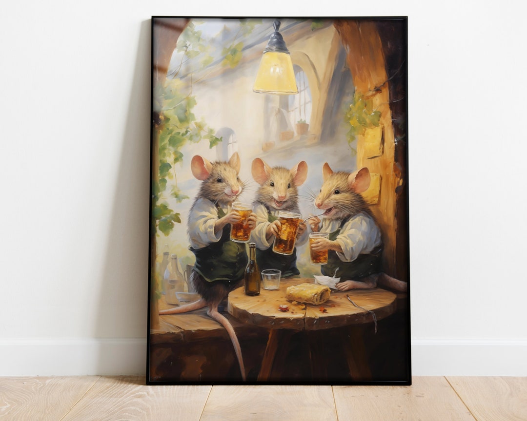 Vintage Mouse Party Digital Art Print-vintage Digital Art-funny Animal ...