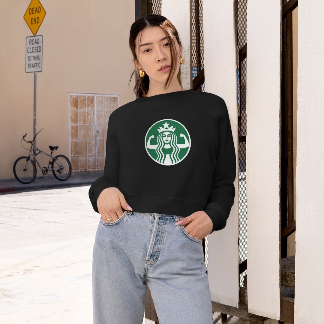 Starbucks Women's Cropped Fleece Pullover Crop Top Fall Winter Clothing ...