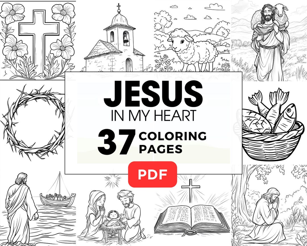 Jesus in My Heart: 37 Christian-themed Coloring Pages for All Ages ...