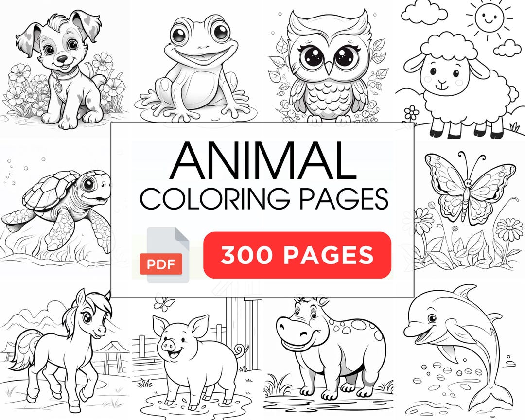 300 Animal Coloring Pages for Kids – Printable Dino Coloring Book PDF ...