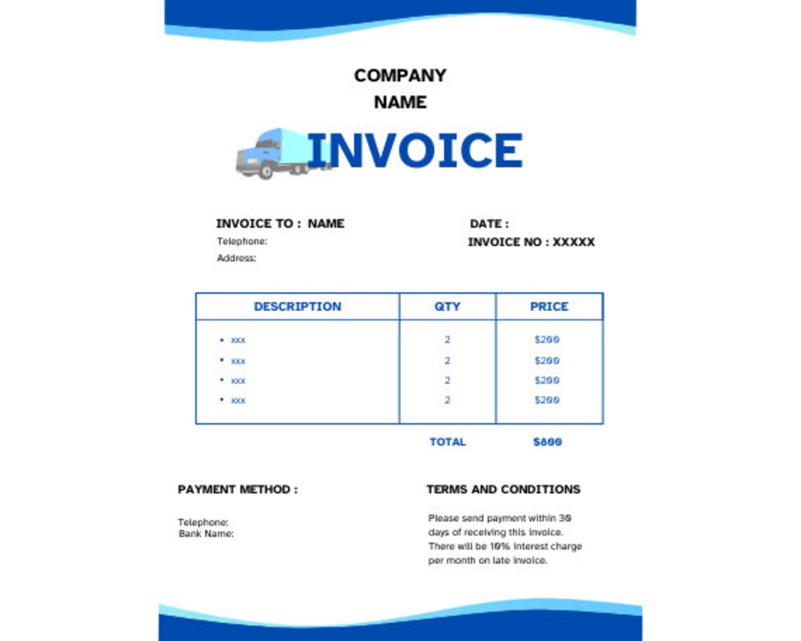 Customizable Trucking Invoice Template for Your Trucking Company ...