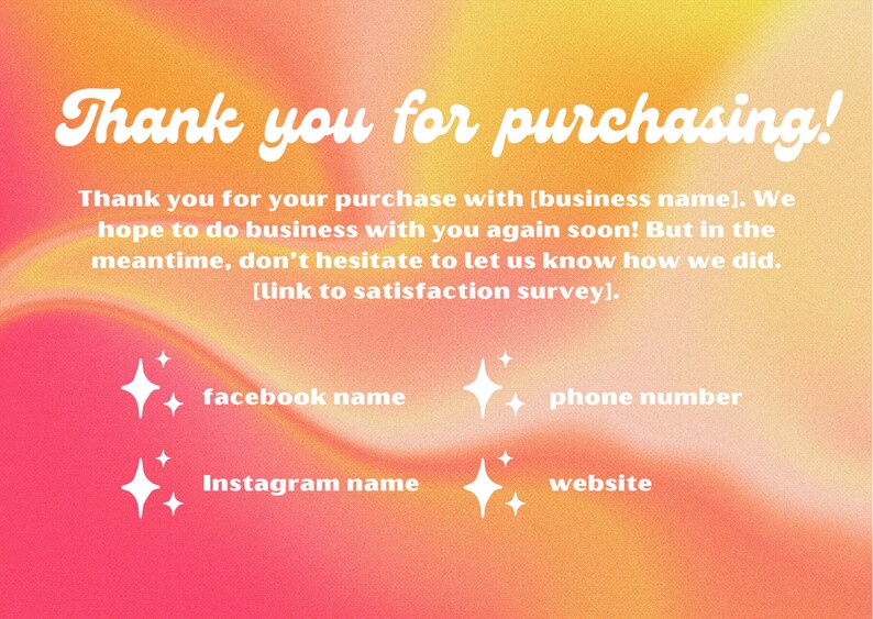 Retro Thank You Card Template, Editable Small Business Thank You ...