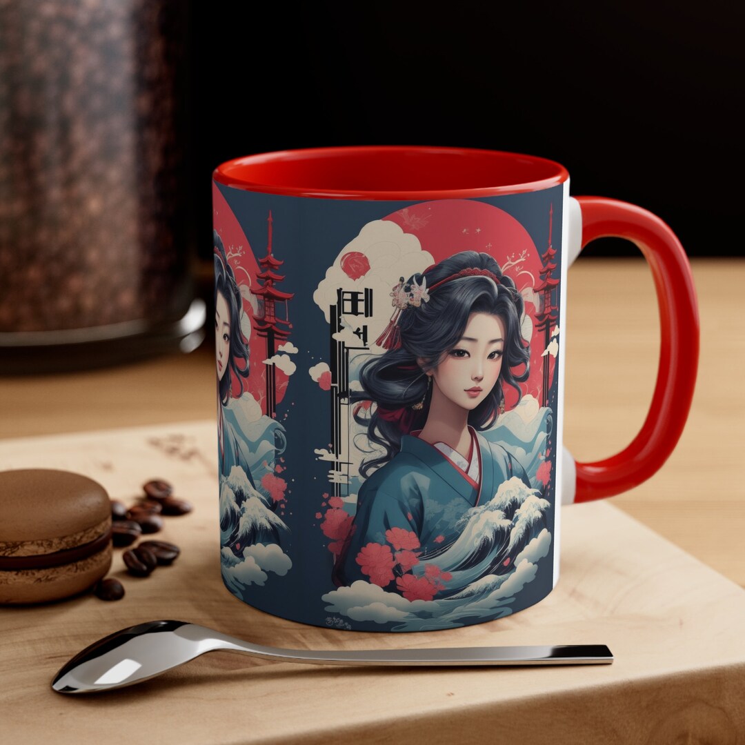 Anime Waifu Wraparound Mug Anime Ceramic Cup Kawaii Coffee Cup 11oz ...