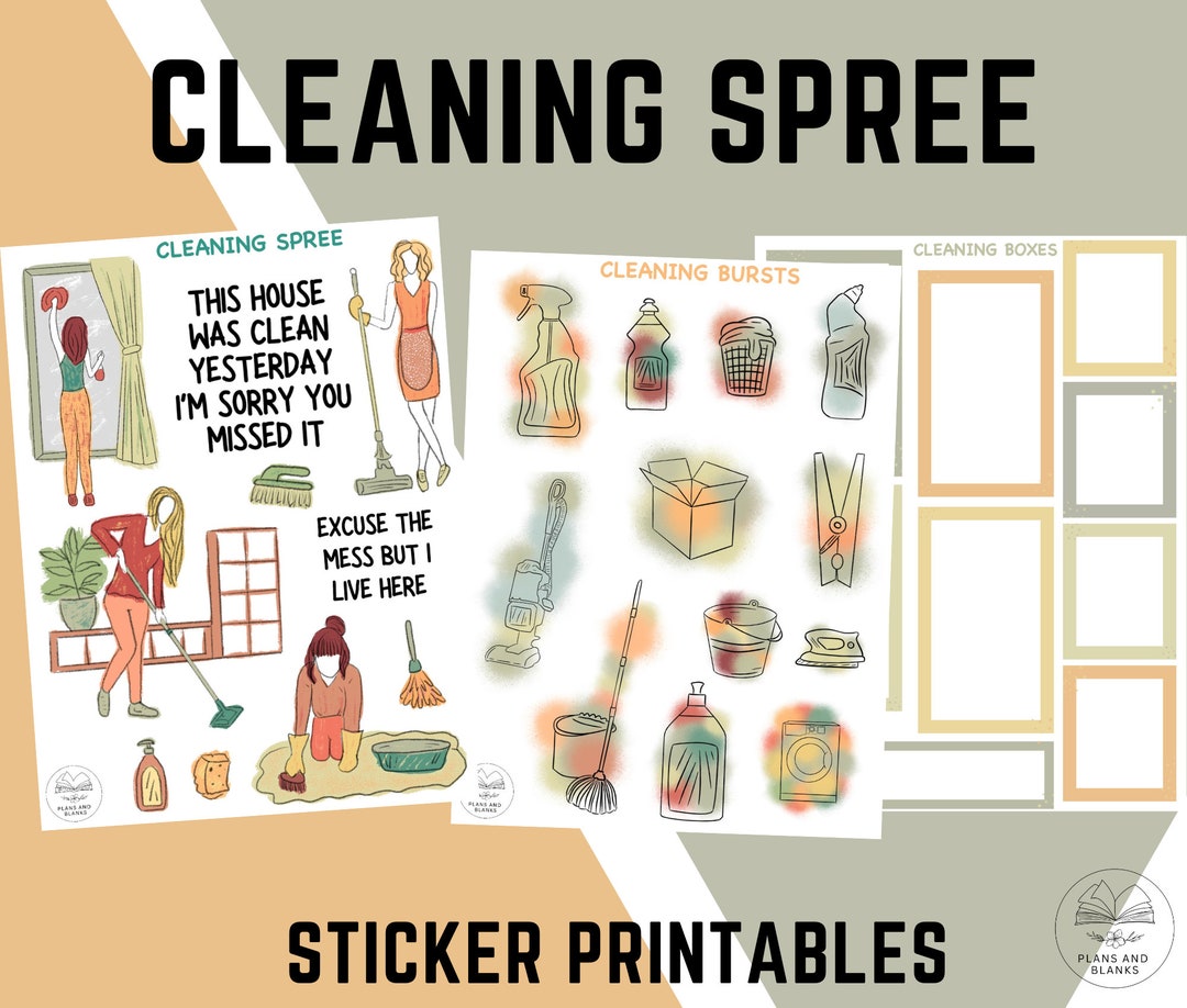 PRINTABLE Cleaning Spree and Bursts Icon Stickers With Matching Boxes ...