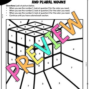 Color by Number Grammar - Singular and Plural Nouns - No Prep ...