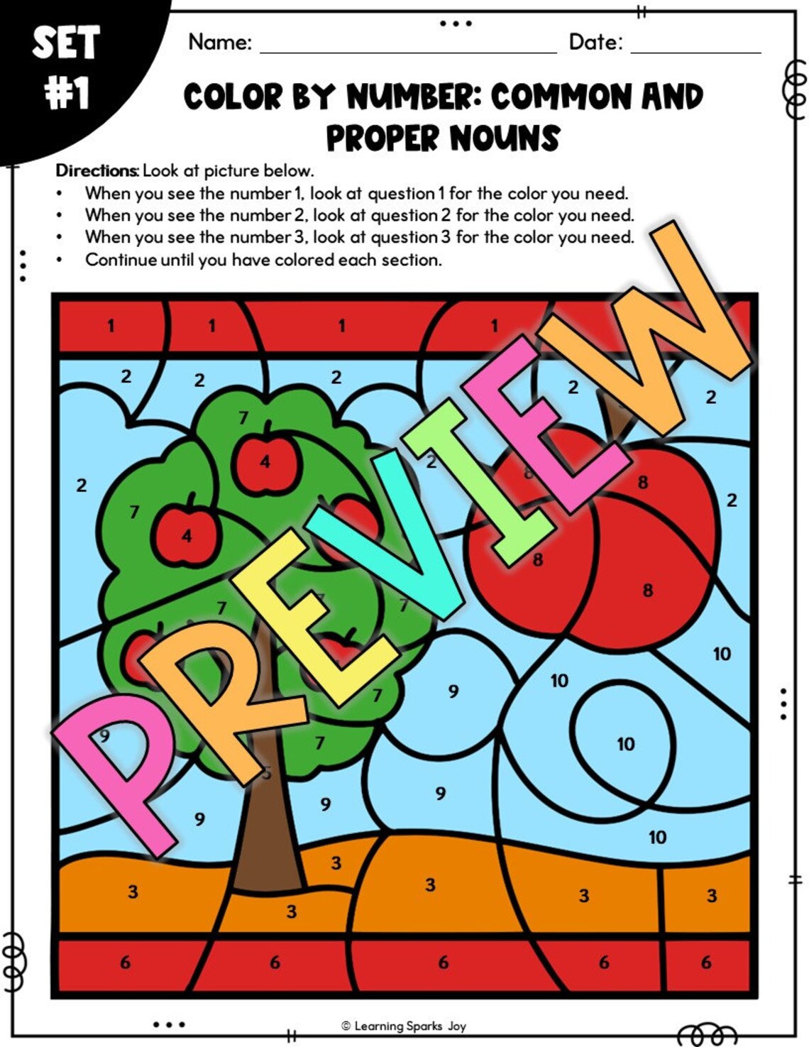 Color by Number Grammar - Common and Proper Nouns - No Prep Printables ...
