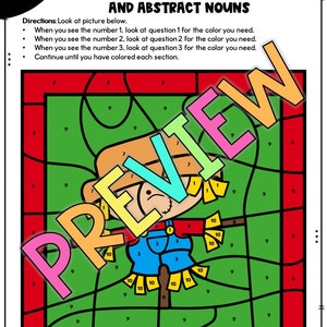 Color by Number Grammar Concrete and Abstract Nouns No Prep Printables ...