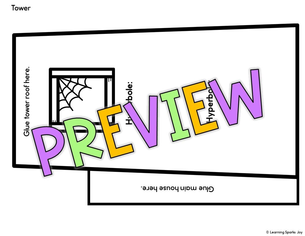 Haunted House Craft Hyperbole Worksheets Halloween - Etsy