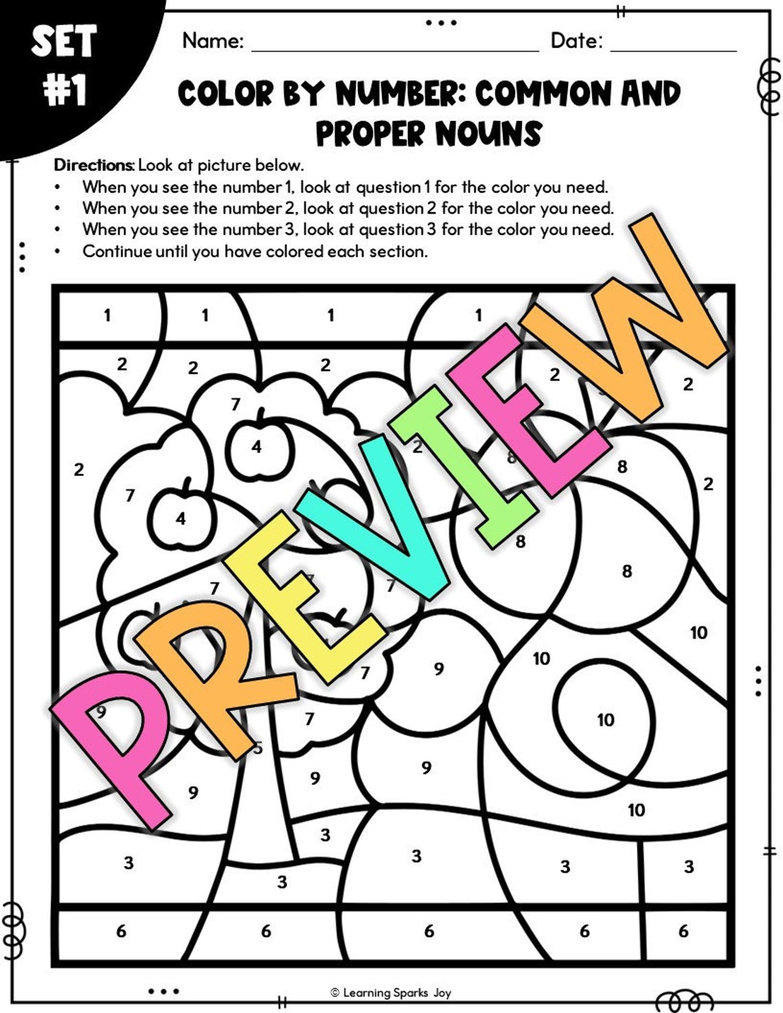 Color by Number Grammar - Common and Proper Nouns - No Prep Printables ...