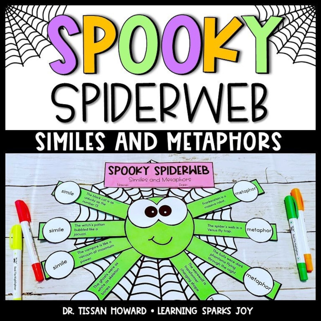 Halloween Spider Craft - Similes and Metaphors Activity - Etsy