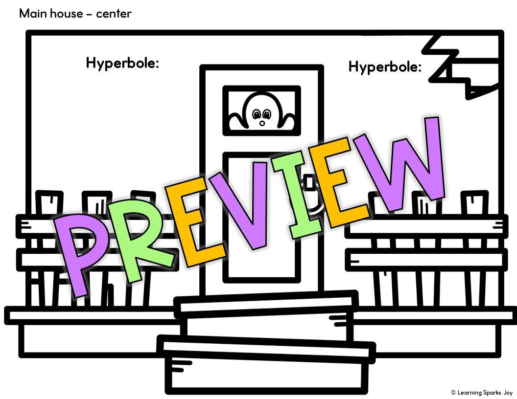Haunted House Craft Hyperbole Worksheets Halloween Figurative Language ...