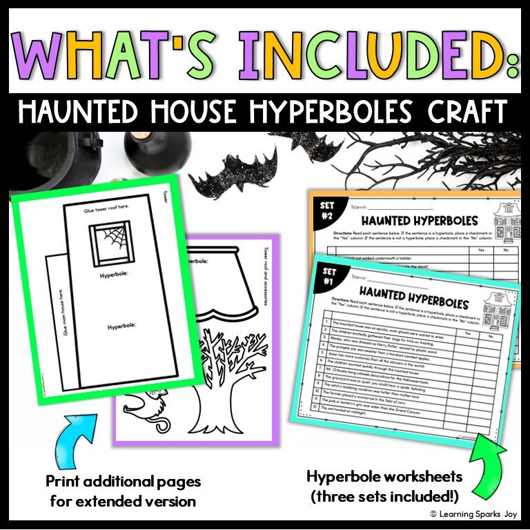 Haunted House Craft | Hyperbole Worksheets | Halloween Figurative ...