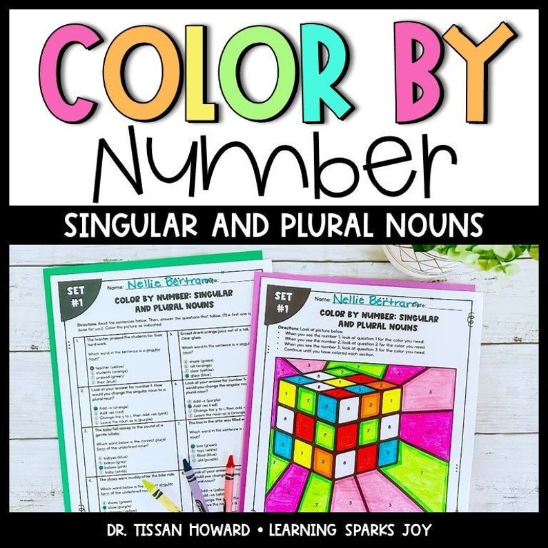 Color by Number Grammar - Singular and Plural Nouns - No Prep ...