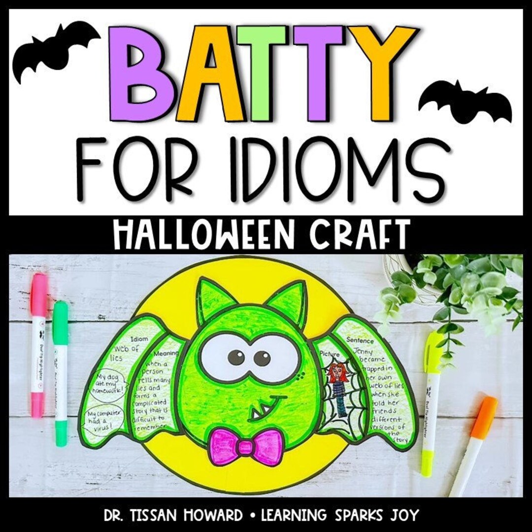 Printable Halloween Bat Craft | Bat Craftivity | Idioms Activity ...