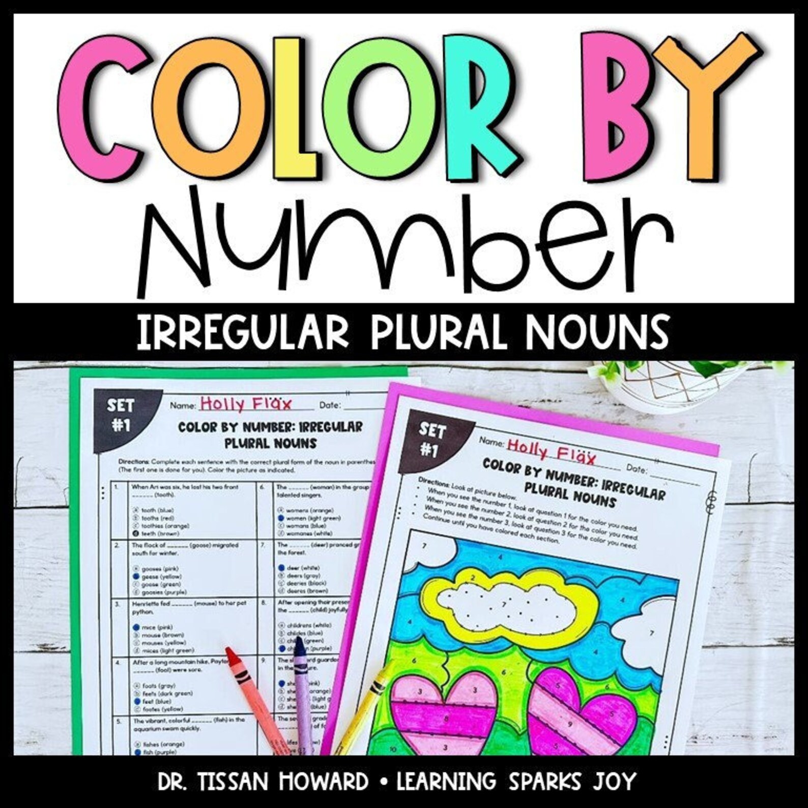 Color by Number Grammar - Irregular Plural Nouns - No Prep Printables ...