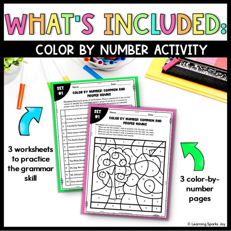 Color by Number Grammar - Common and Proper Nouns - No Prep Printables ...