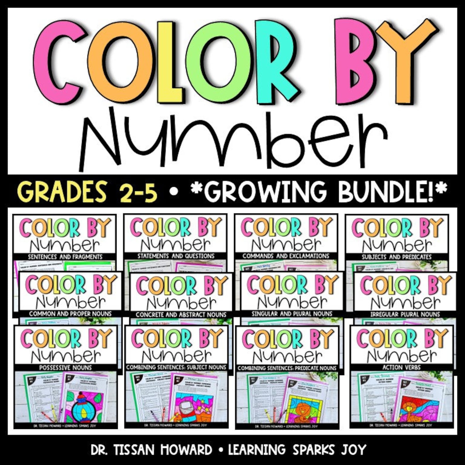 Color by Number Grammar BUNDLE ELA No Prep Printables - Etsy