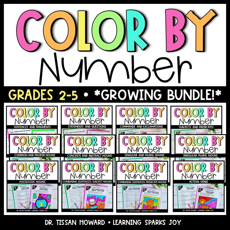 Color by Number Grammar BUNDLE ELA No Prep Printables - Etsy