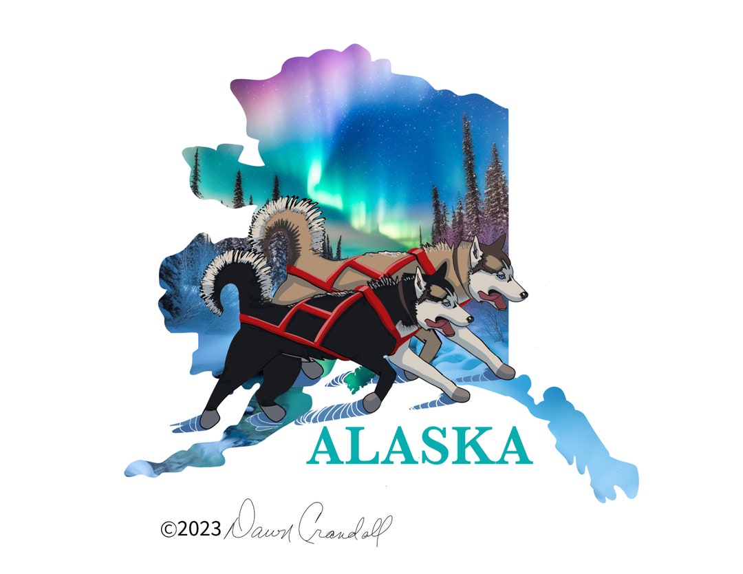 Signed Art Limited Edition Digital Print . Alaska Husky Sled Dog World ...