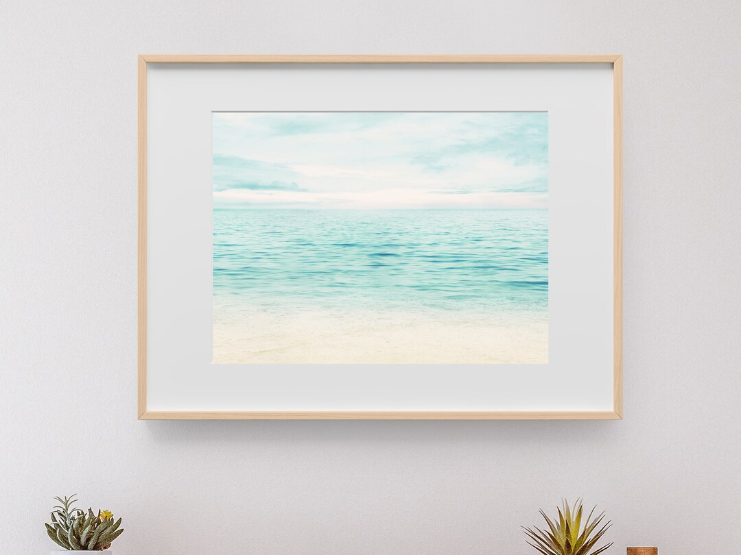 Pastel Ocean Print Coastal Wall Decor Neutral Print Tropical Ocean ...