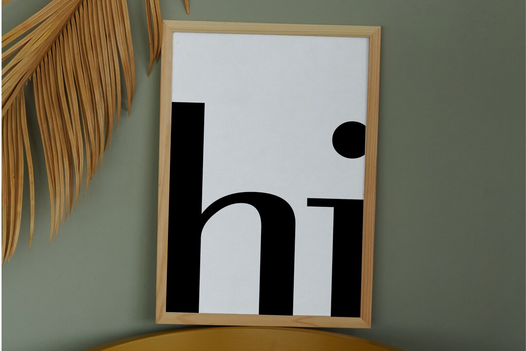 Lowercase Hi Printable Wall Art Bold Statement Black Typography Modern ...