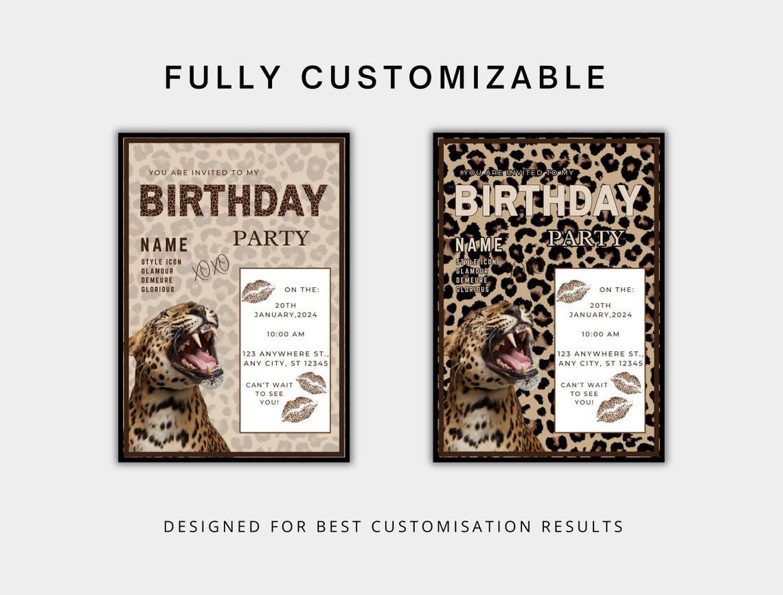 Editable Leopard Print Birthday Card Template | Printable Birthday Card ...