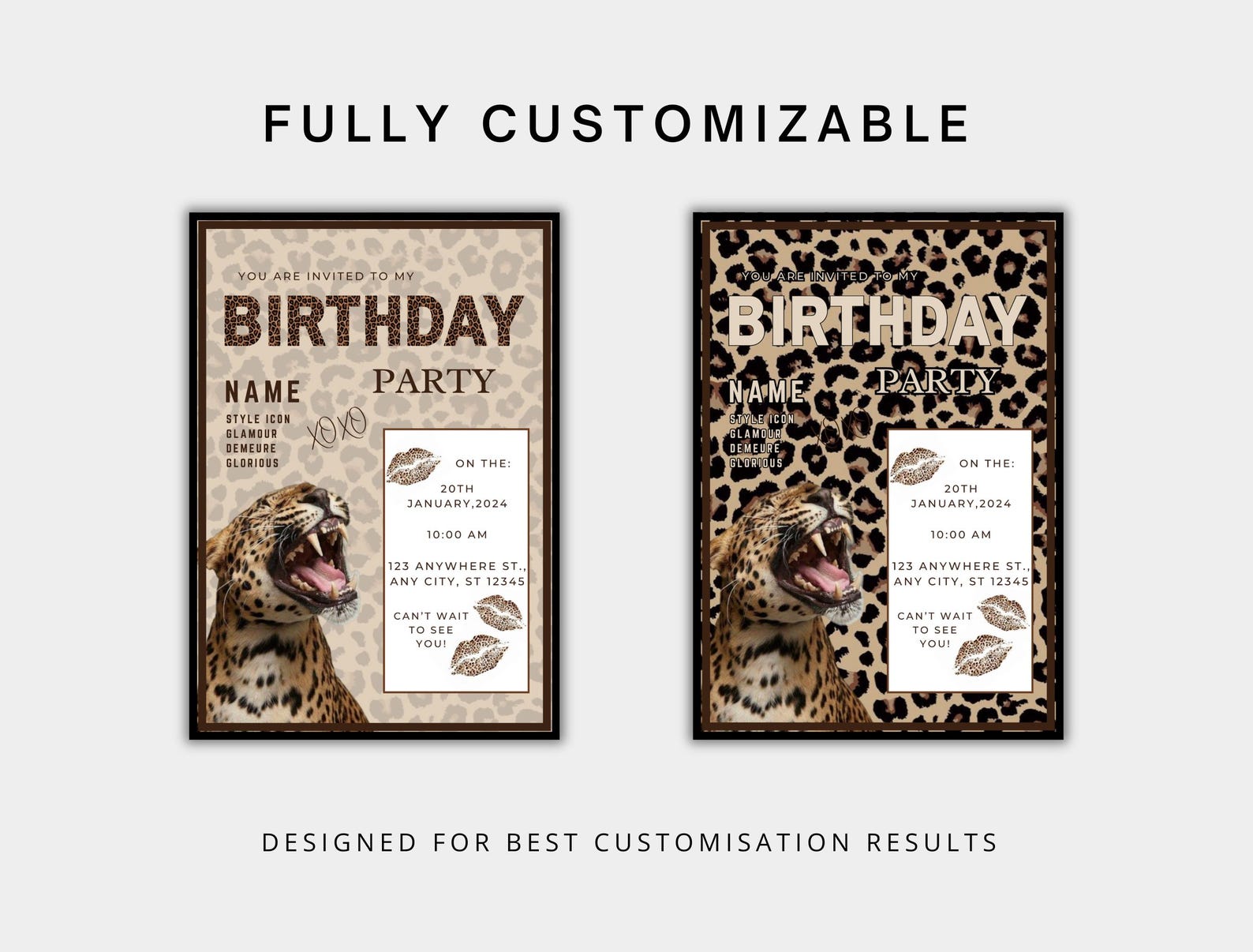 Editable Leopard Print Birthday Card Template | Printable Birthday Card ...